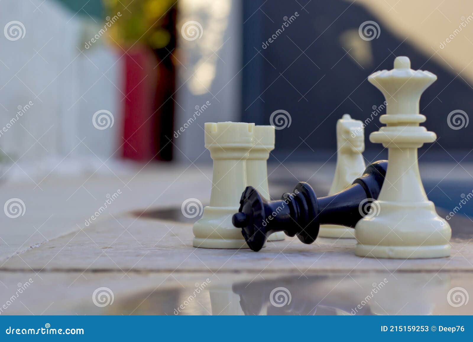 Black and White Chess Pieces at the Pool Stock Image - Image of play ...