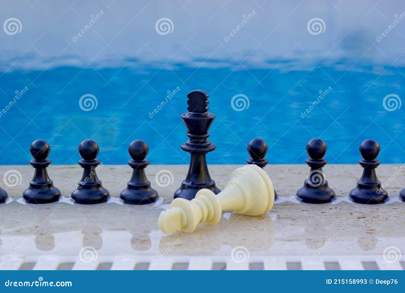 Black and White Chess Pieces at the Pool Stock Image - Image of team ...