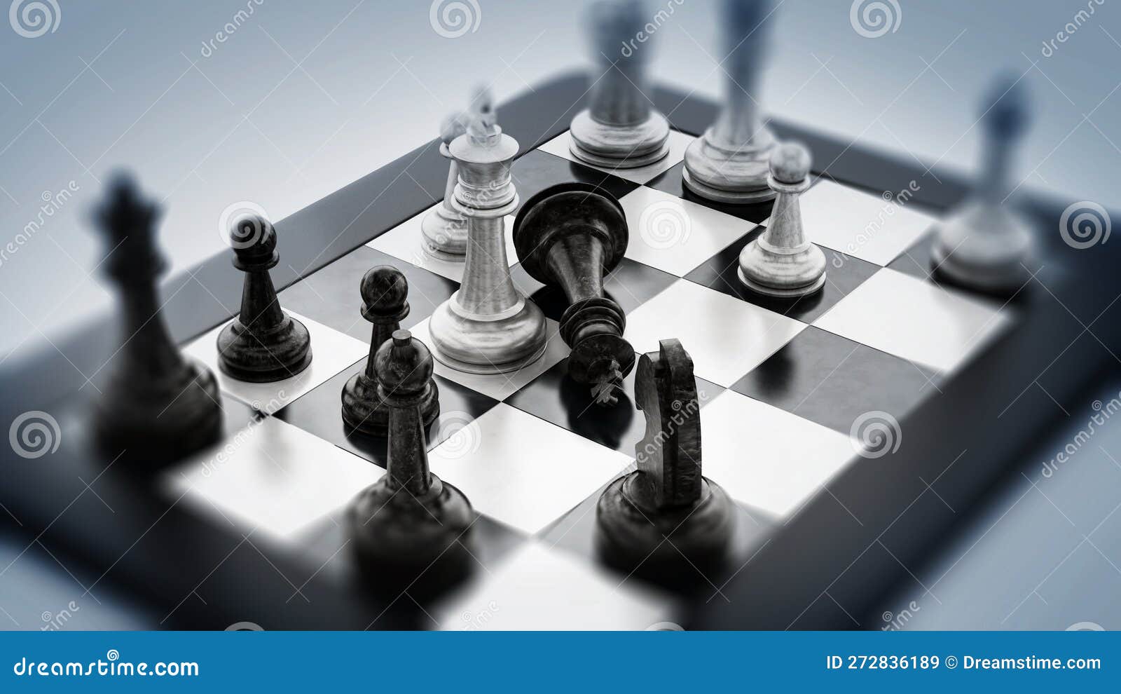 Black and White Chess Pieces Standing on Tablet Computer. 3D ...