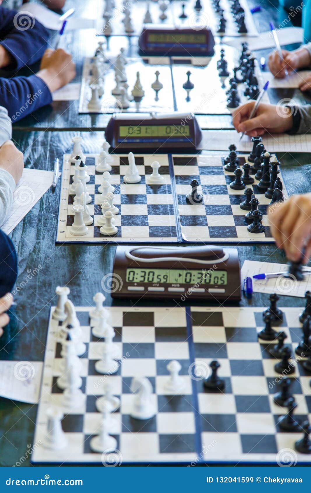 Black and White Chessboard in the Classroom on the Table. Lesson ...