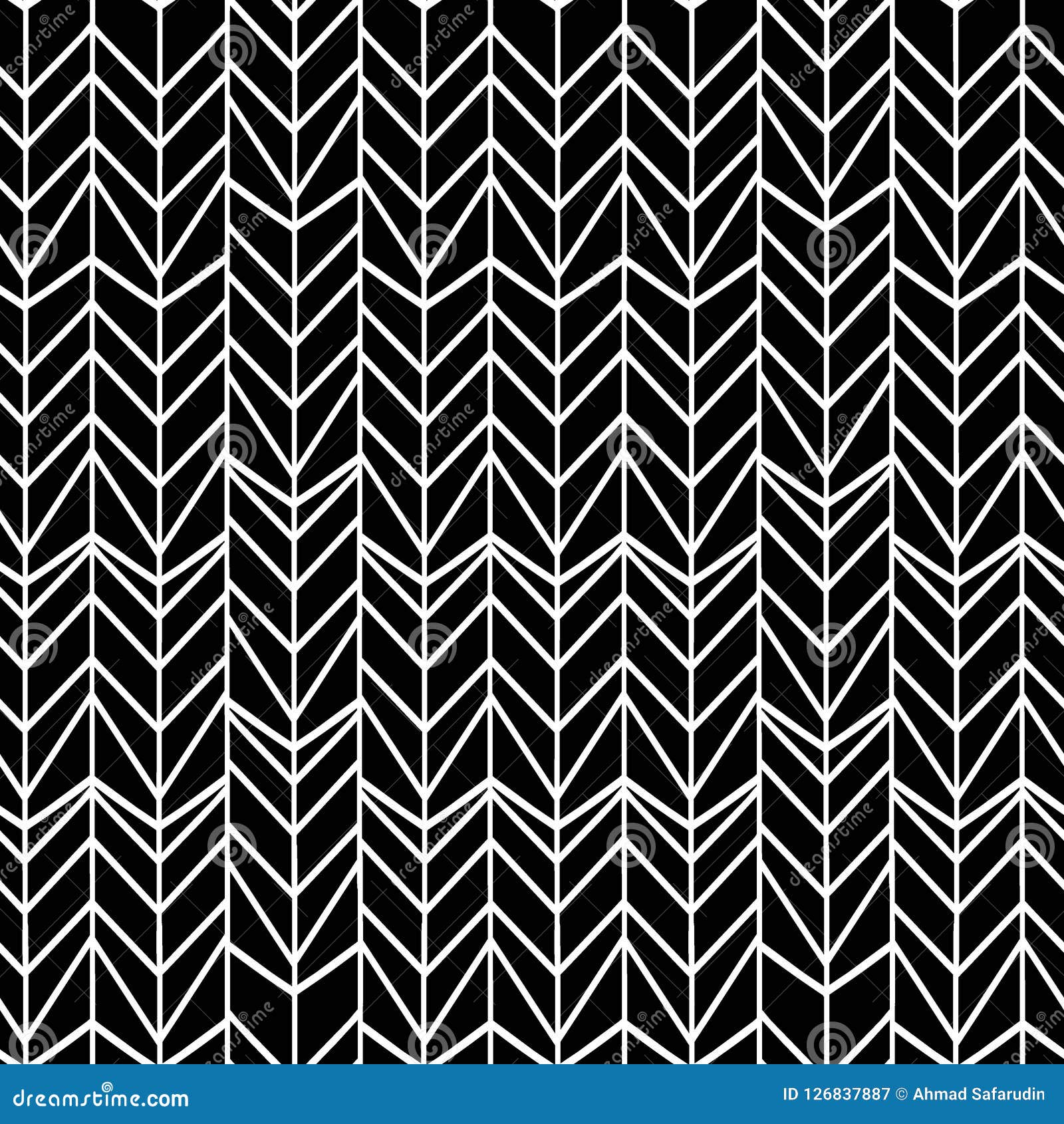Black and White Chevron Hand Drawn Herringbone Seamless Pattern. Stock ...