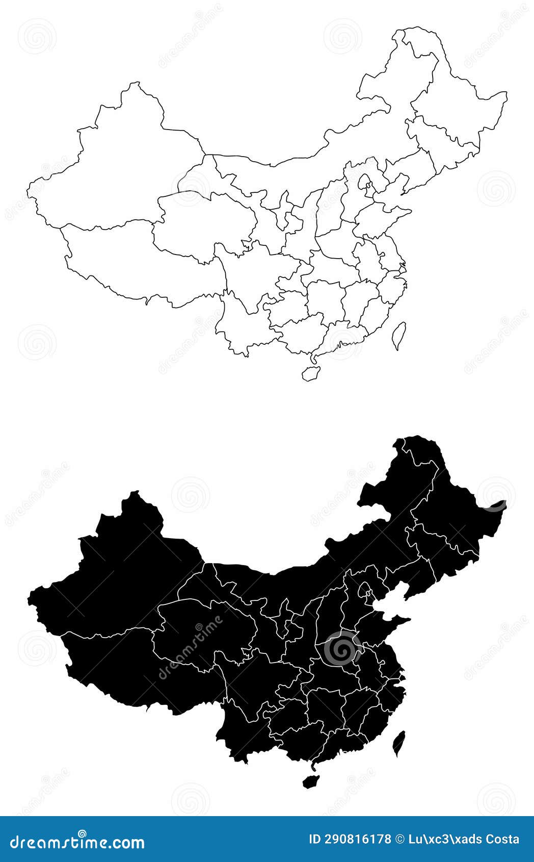 China Map, Administrative Division, Separate Individual Region, Color ...