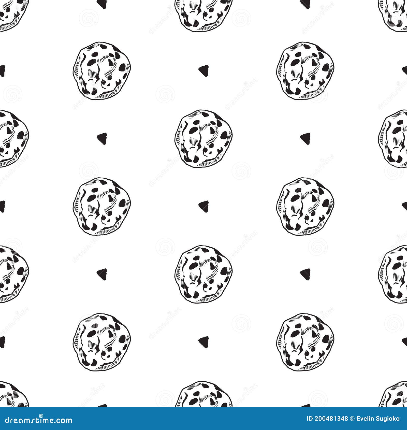 Black and White Chocolate Cookies Vector Illustration Pattern Stock ...