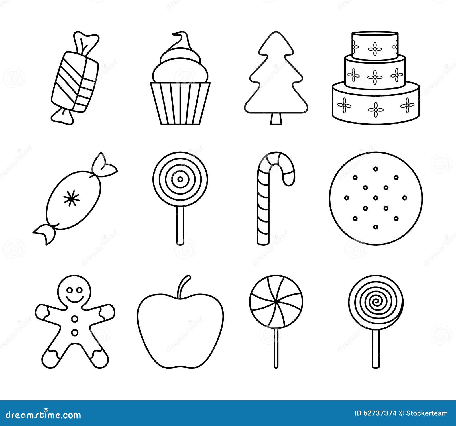 Black and White Christmas Sweets Stock Illustration - Illustration of ...