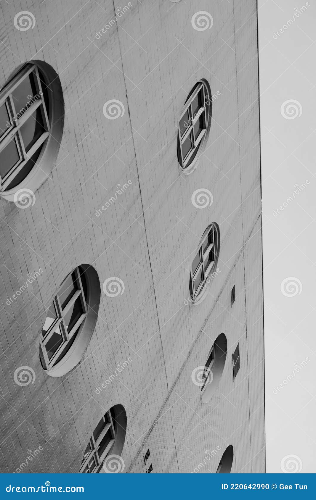 Black and White Circle Windows of a Building Stock Photo - Image of ...