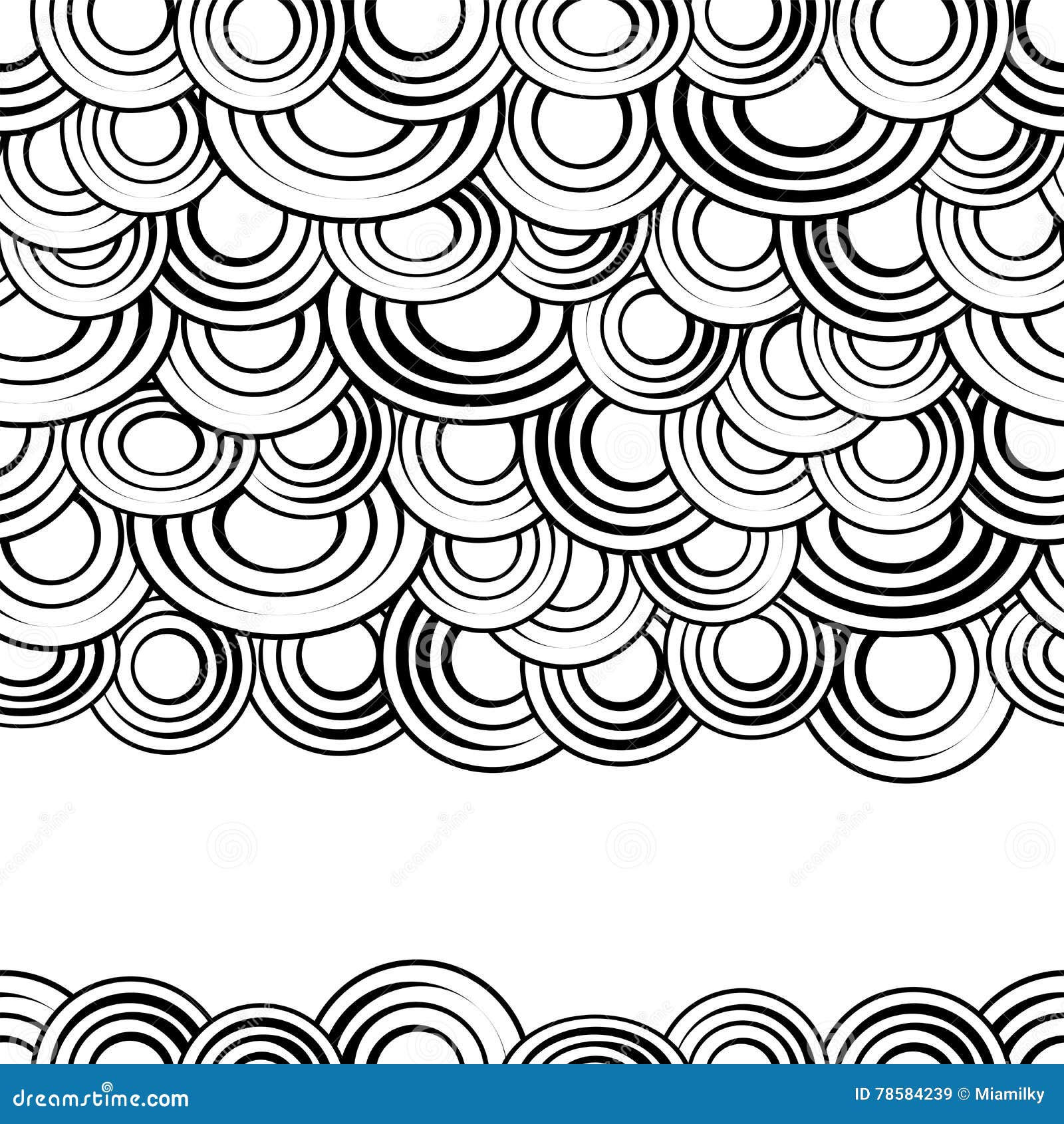 Black and White Circles Seamless Pattern, Vector Background.Monochrome ...