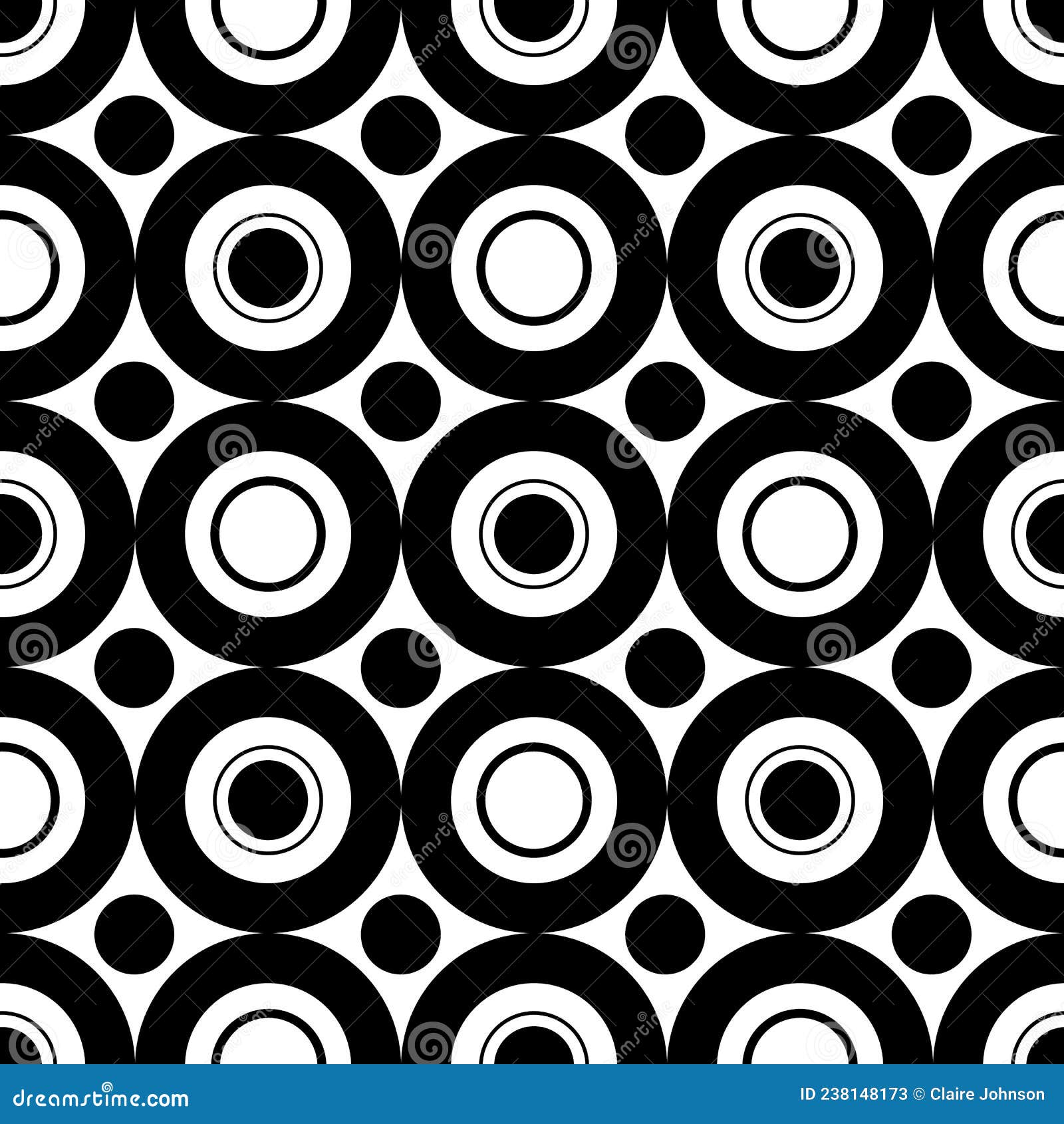 Black and White Circular Geometric Seamless Pattern Background Stock ...