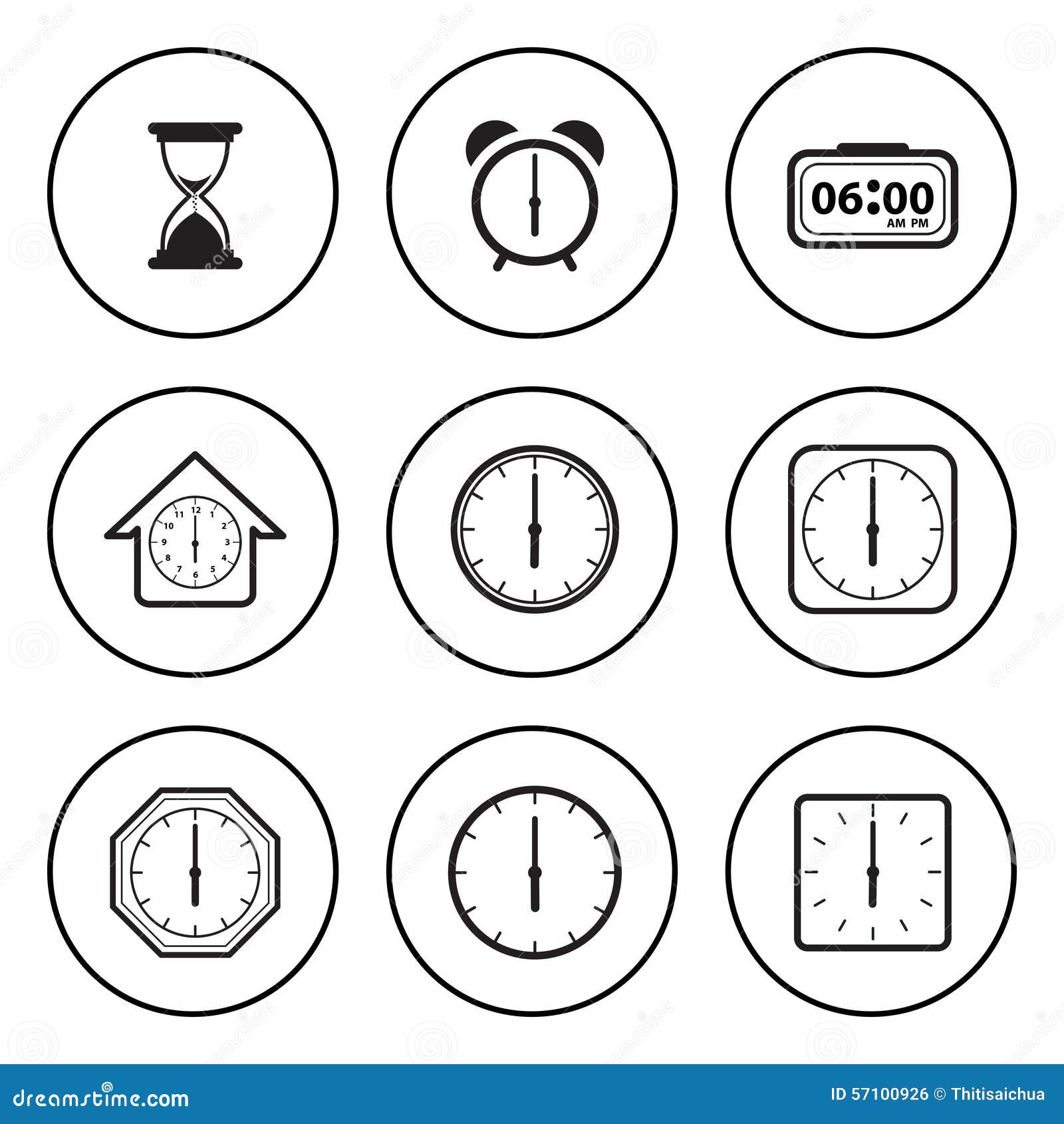 Black and White Circular Icon for Time and Clock Concept Stock Vector ...