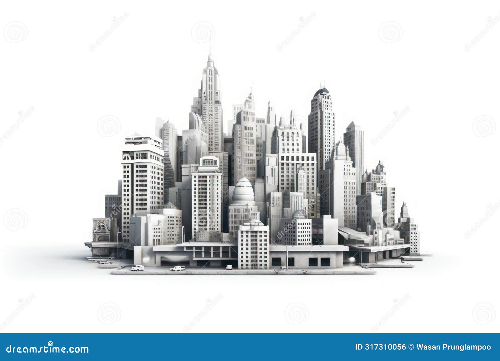 A Black and White City Made of Buildings of Different Shapes and Sizes ...