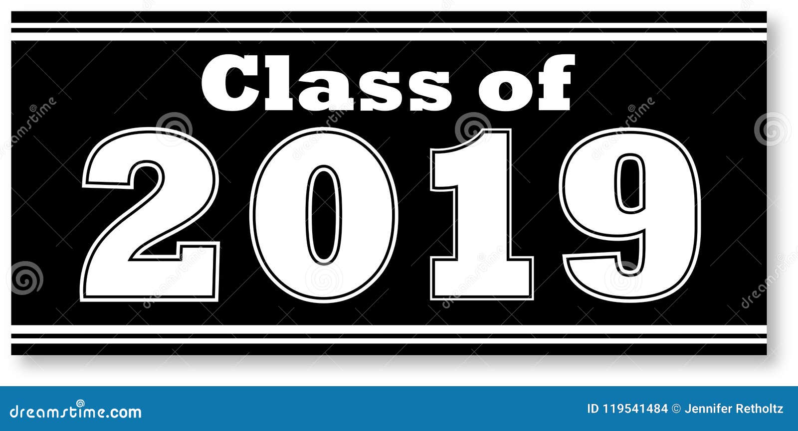 Black and White Class of 2019 Banner Stock Illustration - Illustration ...