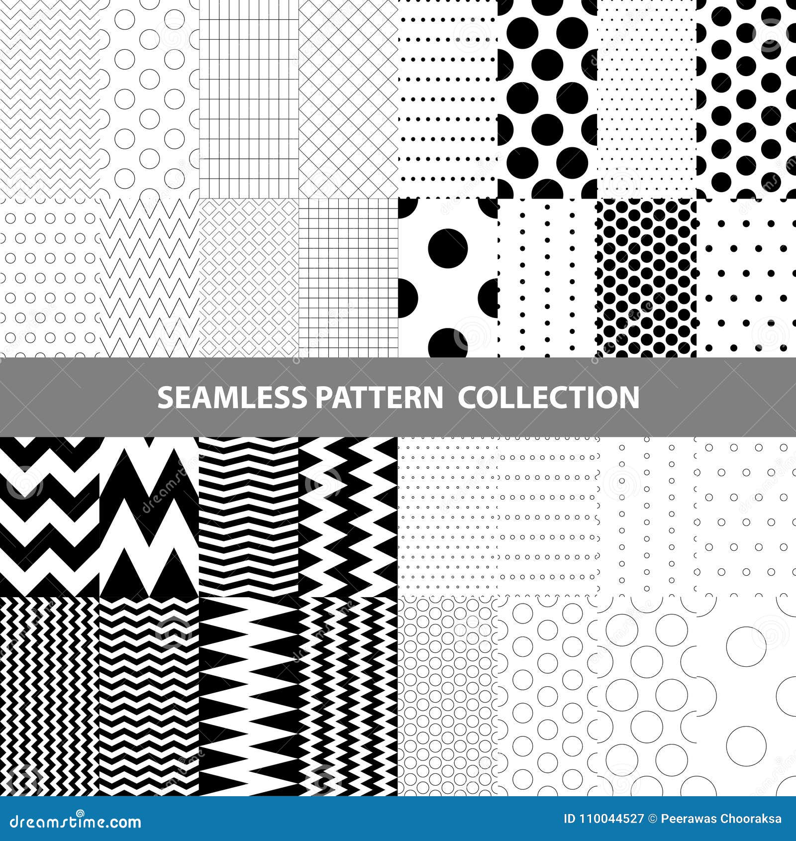 Black White Classic Line Zigzag Vector Abstract Geometric Seamless ...