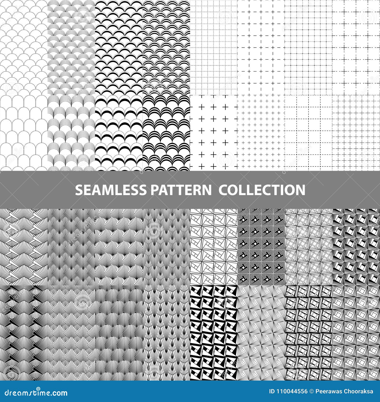 Black White Classic Line Zigzag Vector Abstract Geometric Seamless ...