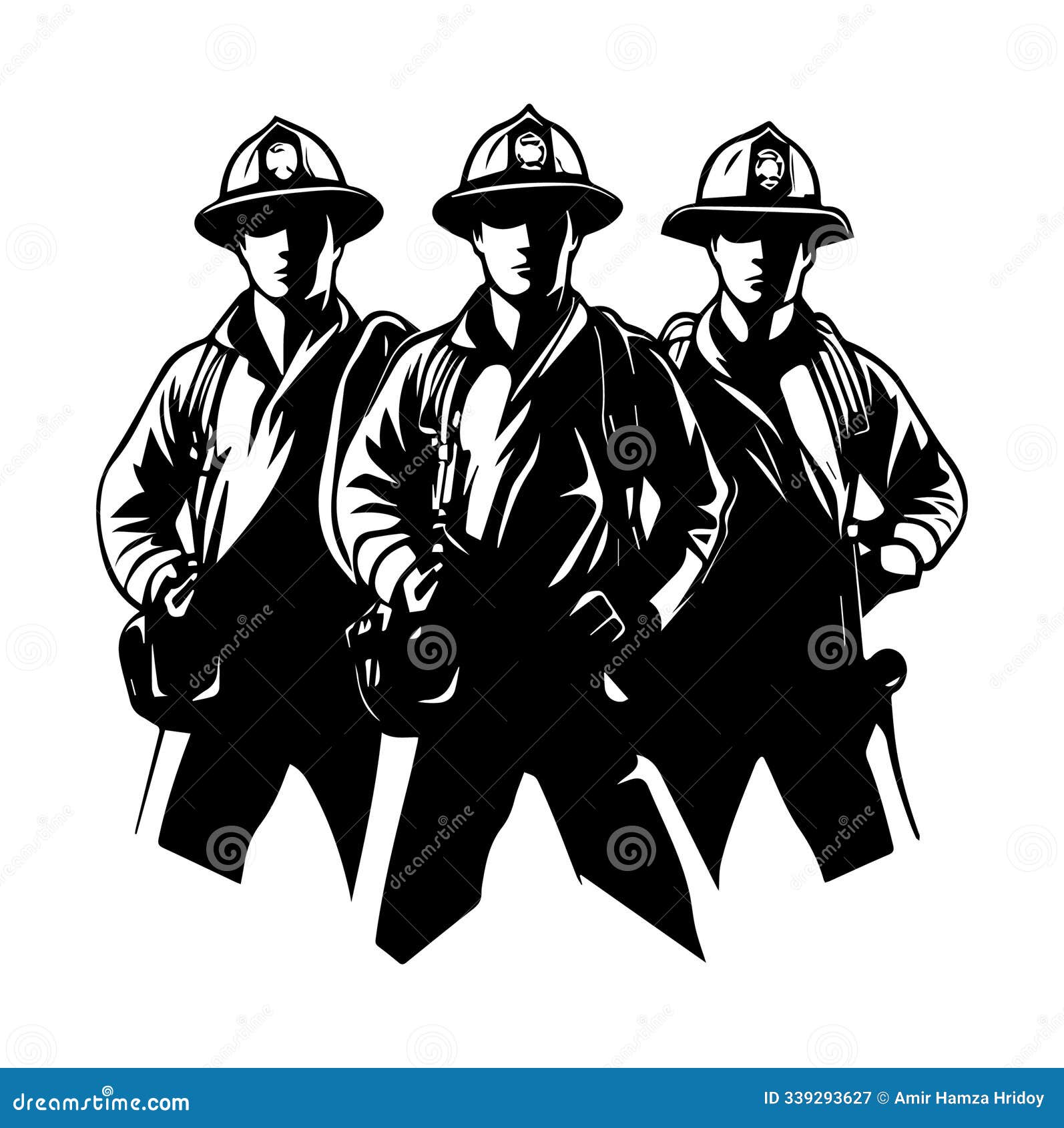 A Silhouette Design of a Fire Fighter Team Stock Vector - Illustration ...