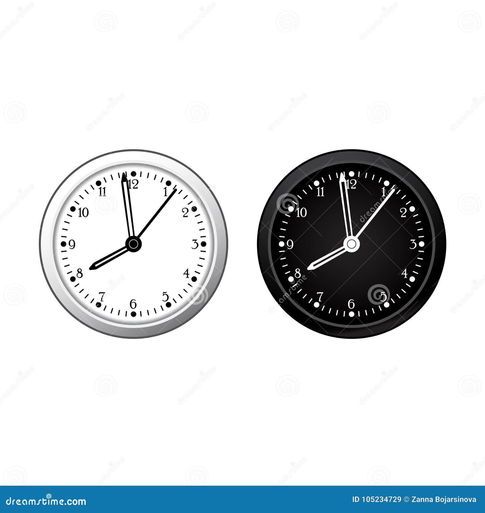 Black and White Clock Icon. Stock Vector - Illustration of countdown ...