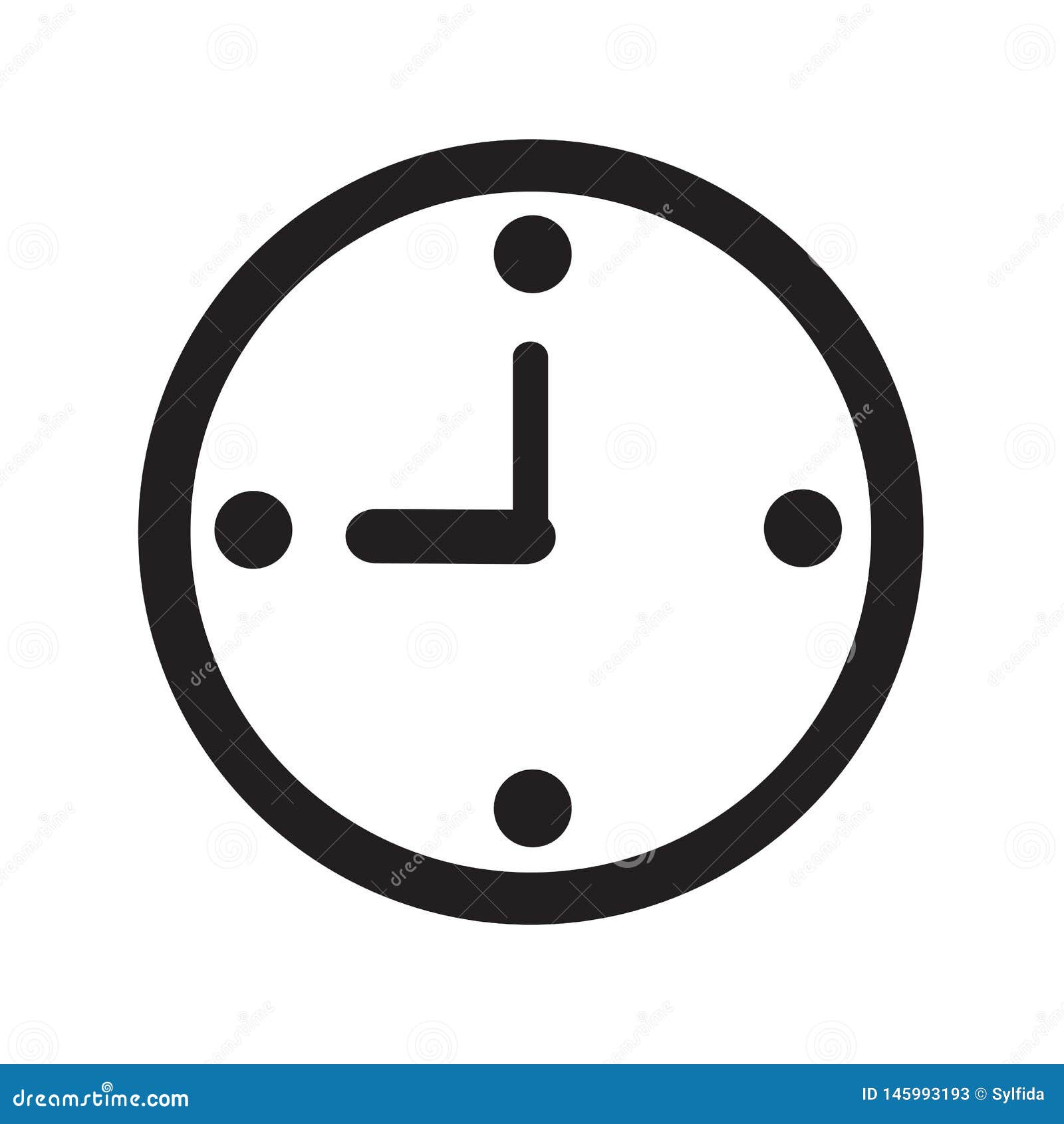 Black and White Clock Icon. Vector Stock Illustration - Illustration of ...