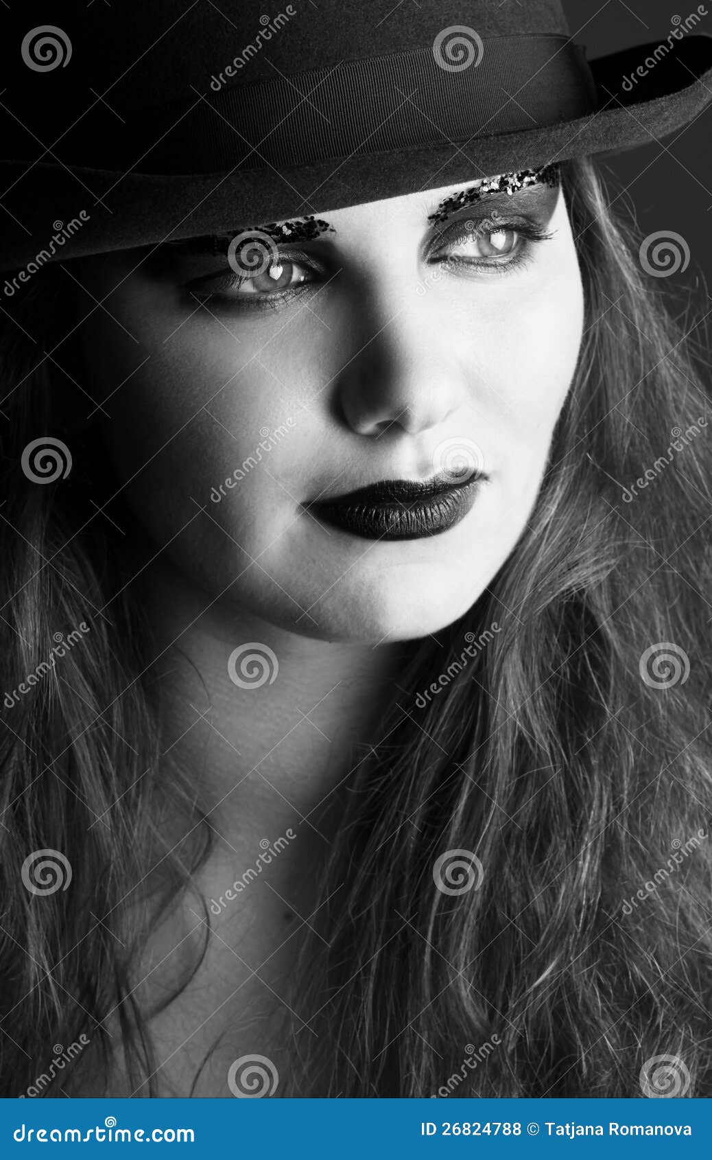 Black and White Close Up Portrait of Woman Stock Photo - Image of nose ...