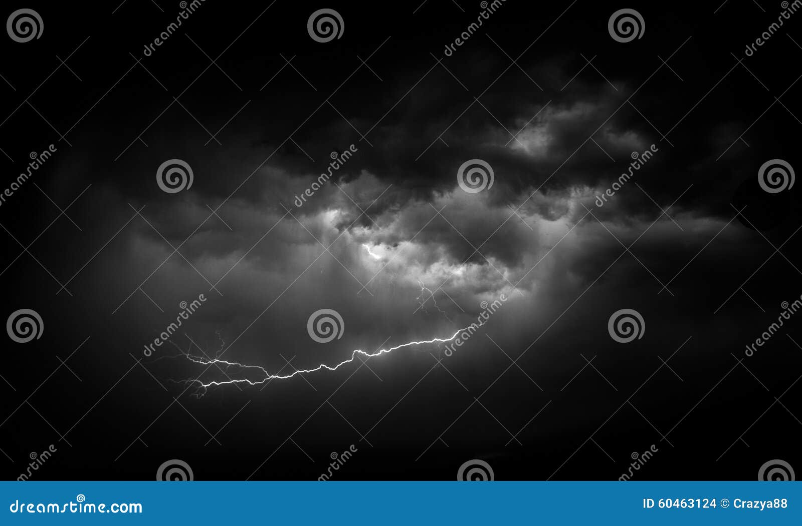 Black and White Cloud Lightning and Crawler Stock Photo - Image of bolt ...