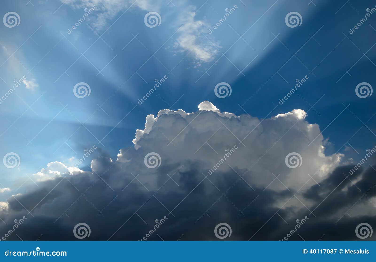 Black and White Clouds with Sunray on Blue Sky Stock Image - Image of ...