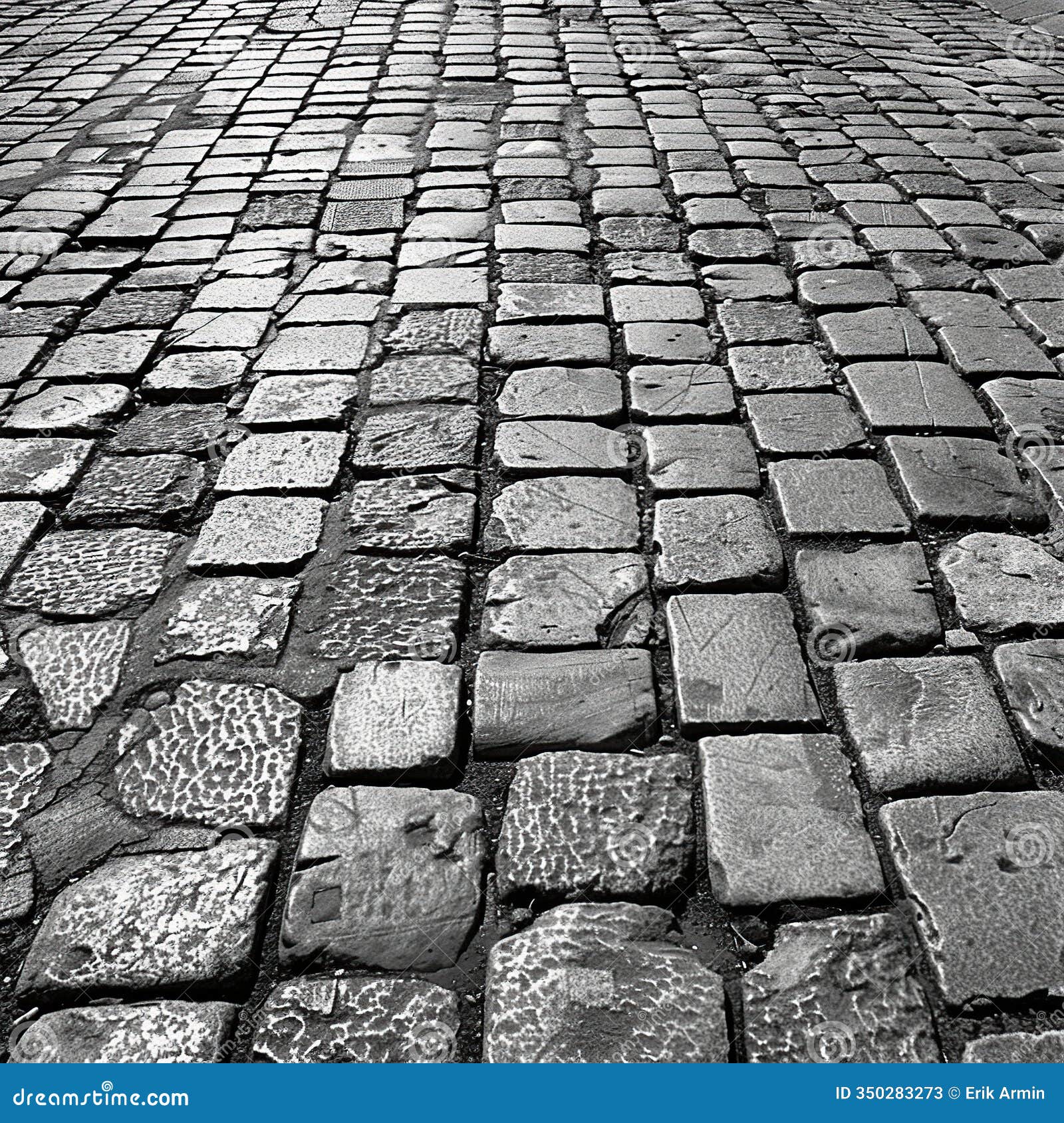 Black and White Cobblestone Street Perspective Stock Illustration ...