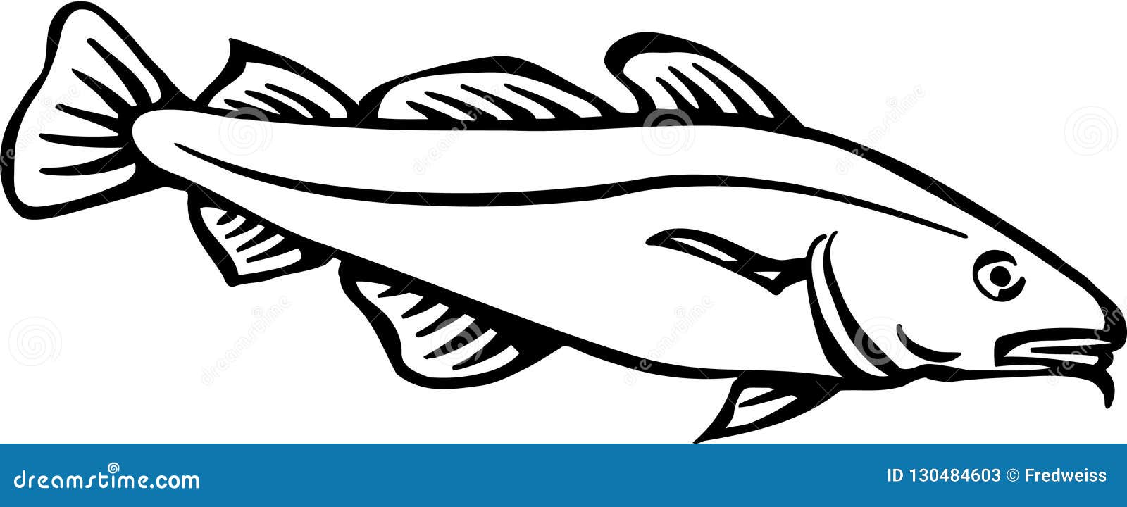Black and White Codfish Illustration Stock Vector - Illustration of ...