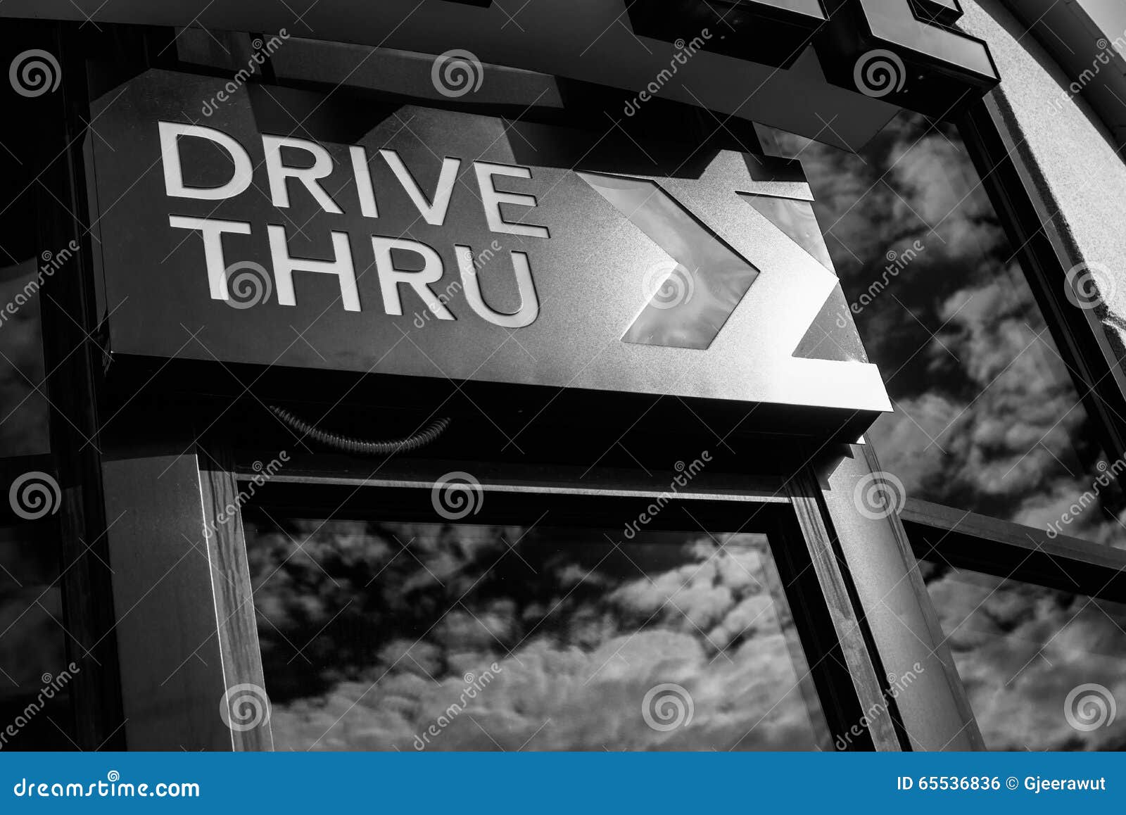 Coffee Drive Thru Sign With Reflect From Glass Window Royalty-Free ...