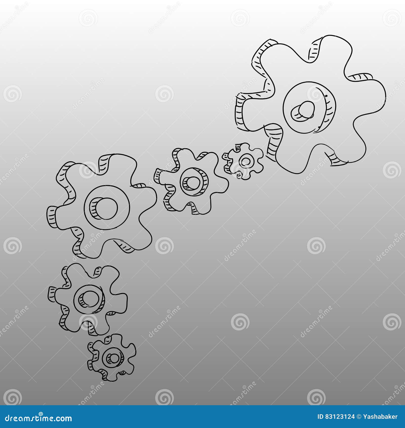 Black and White Cogwheel Chain Spinning Stock Illustration ...