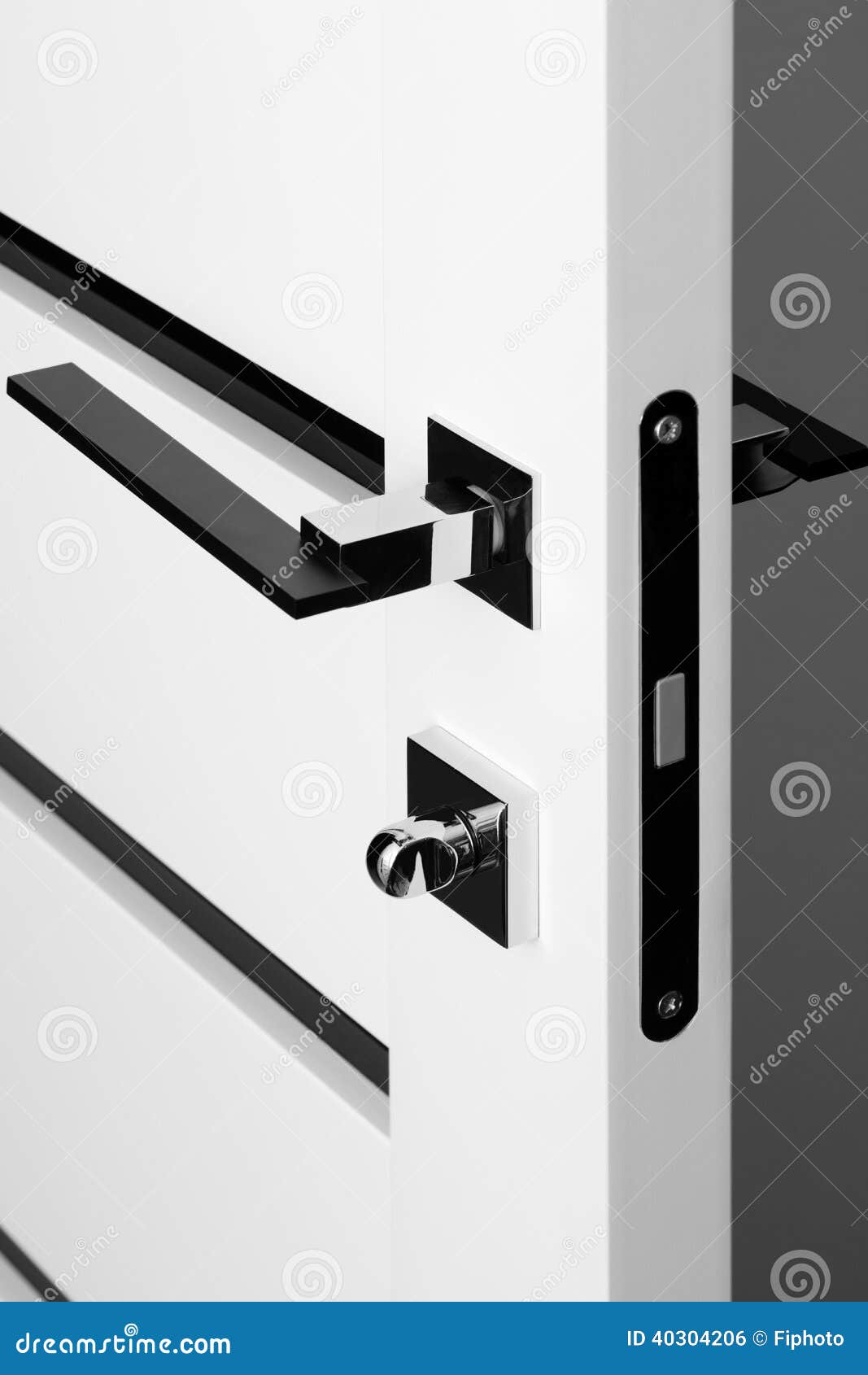 Black with White Color Door Lock Stock Photo - Image of design, room ...