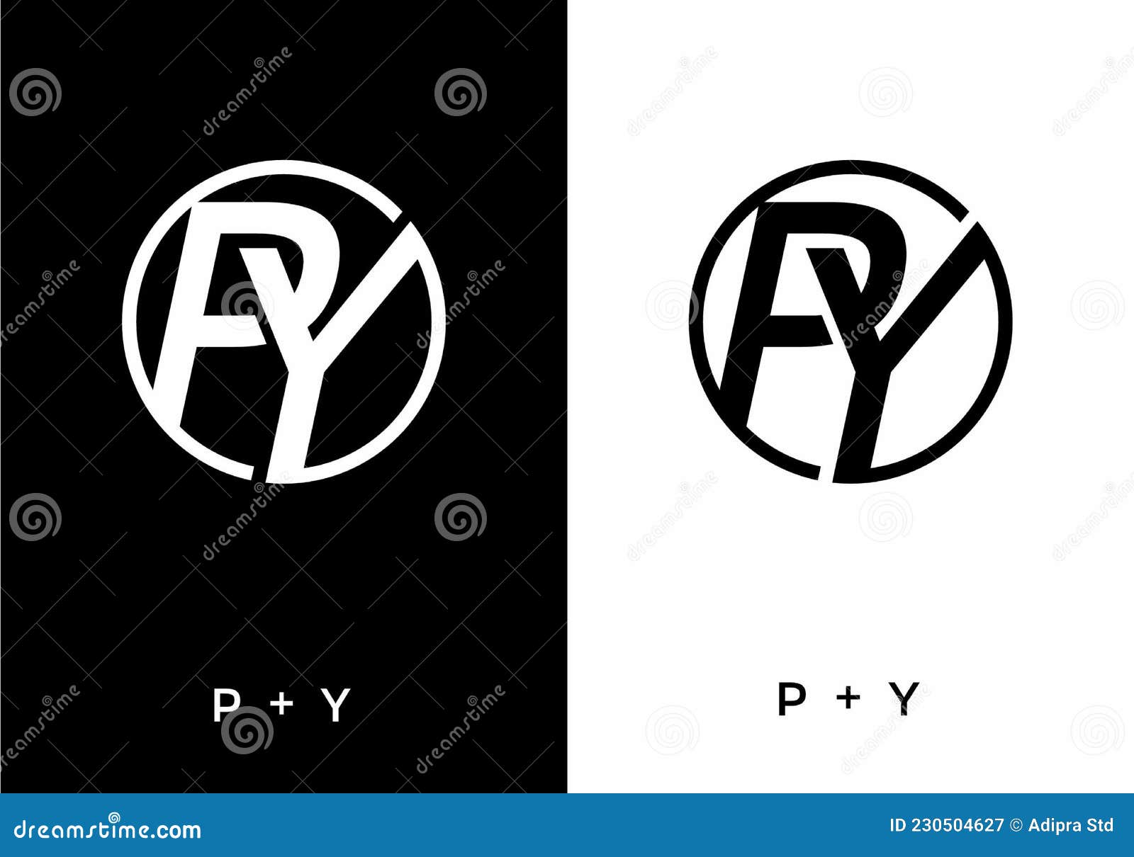 Black and White Color of PY Initial Letter Stock Vector - Illustration ...