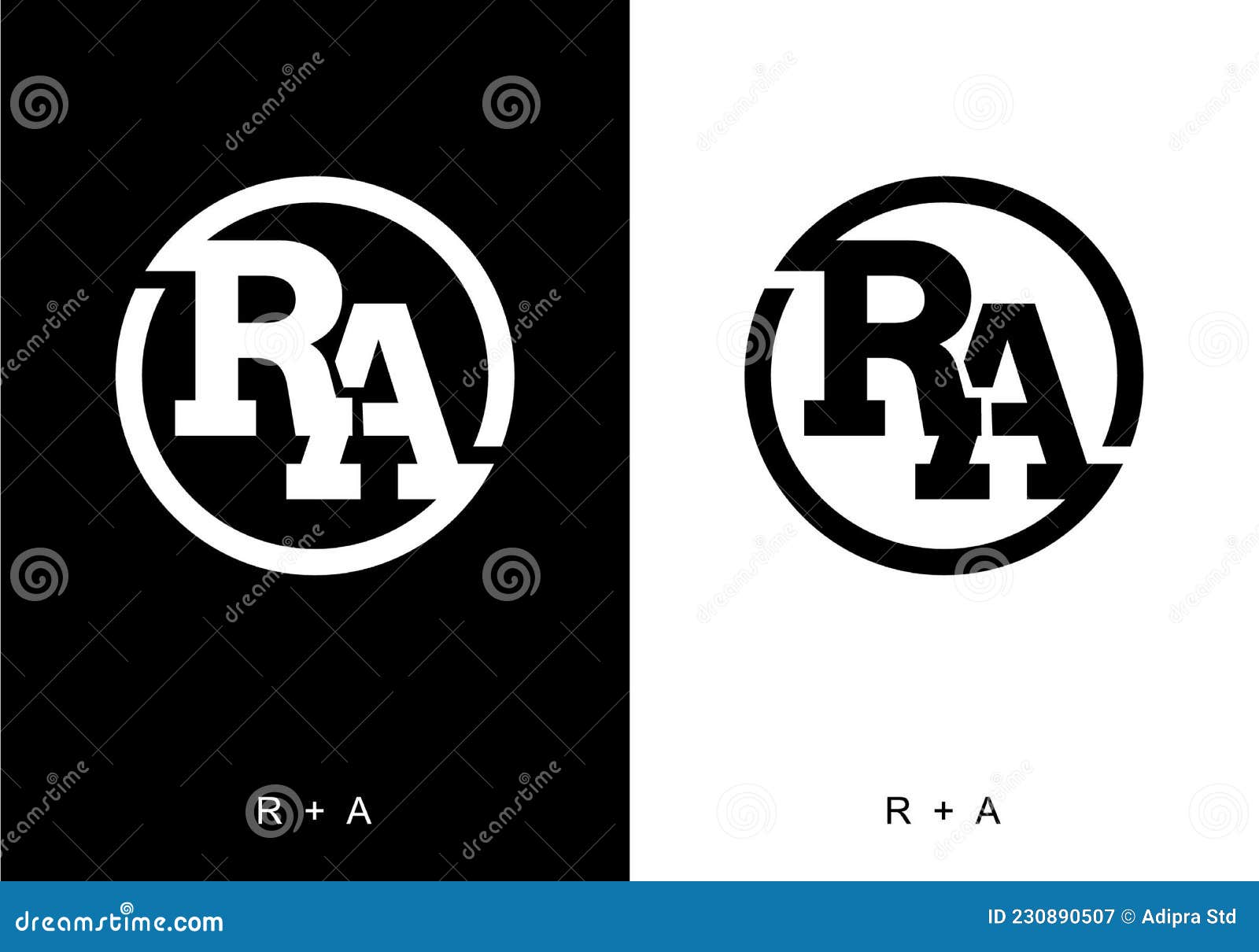 Black and White Color of RA Initial Letter Stock Vector - Illustration ...
