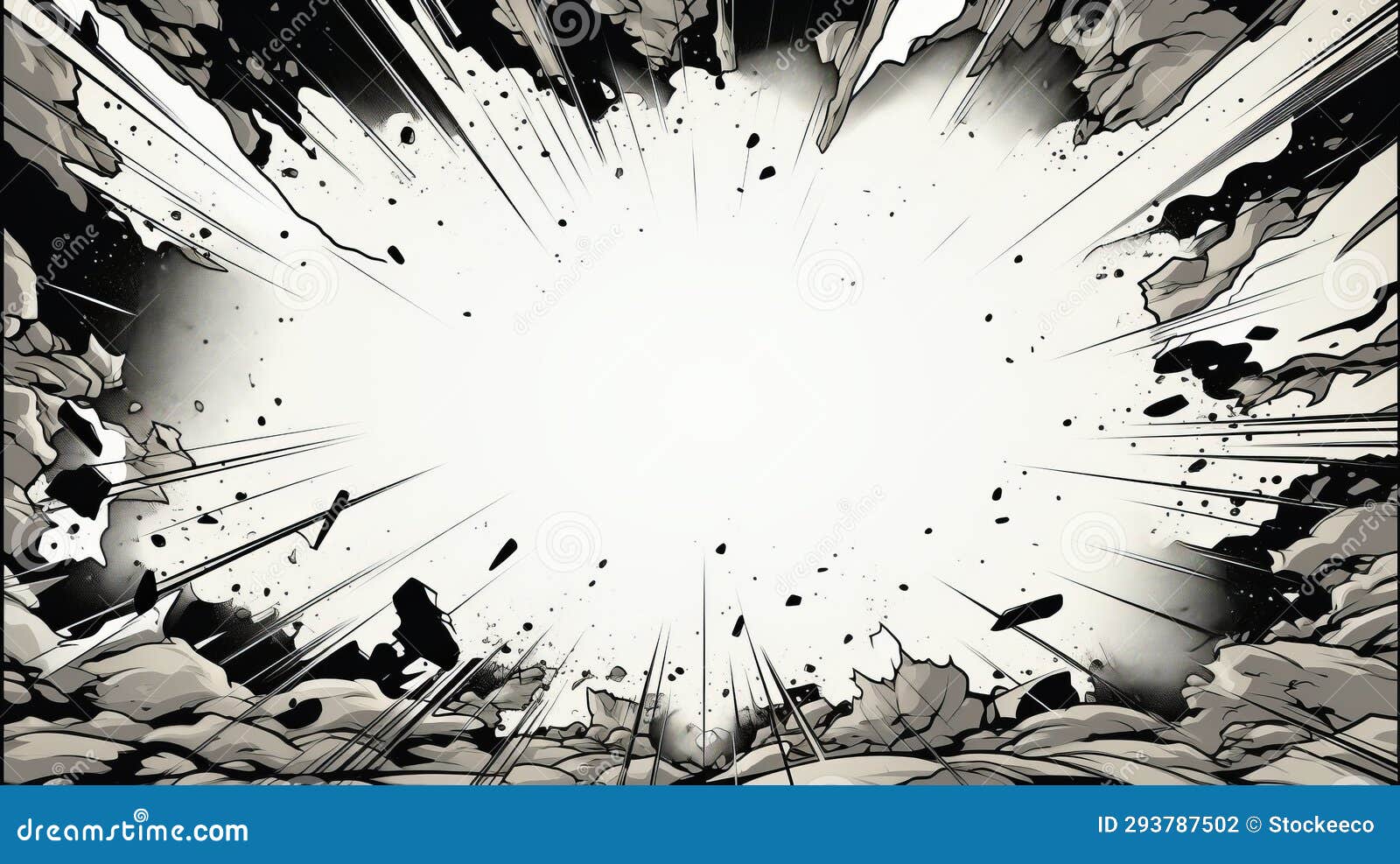 Black and White Comic Explosion Illustration: Innovative Design ...