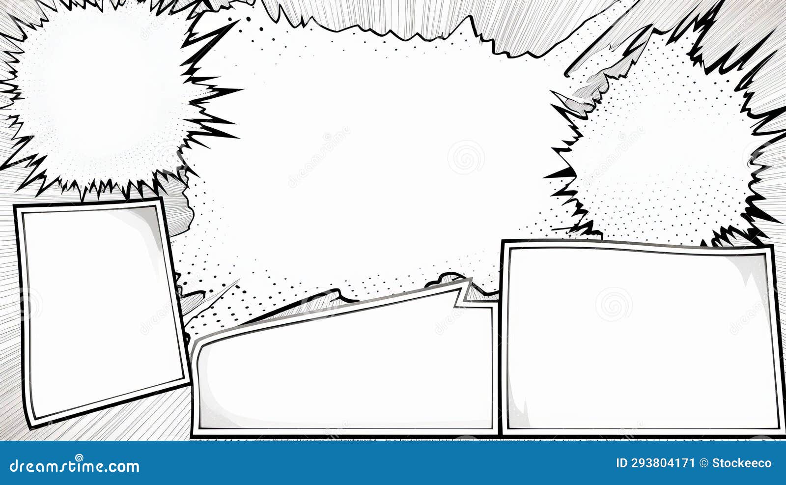Black and White Comic Poster with Rough-edged 2d Animation Style Stock ...
