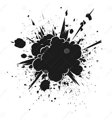 Black and White Comic Style Explosion with Splatter and Burst Effects ...