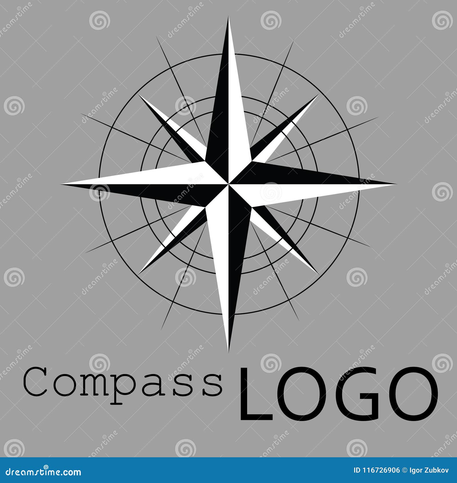 Black and White Compass Logo. Vector Icon. Rose of Wind Stock Vector ...