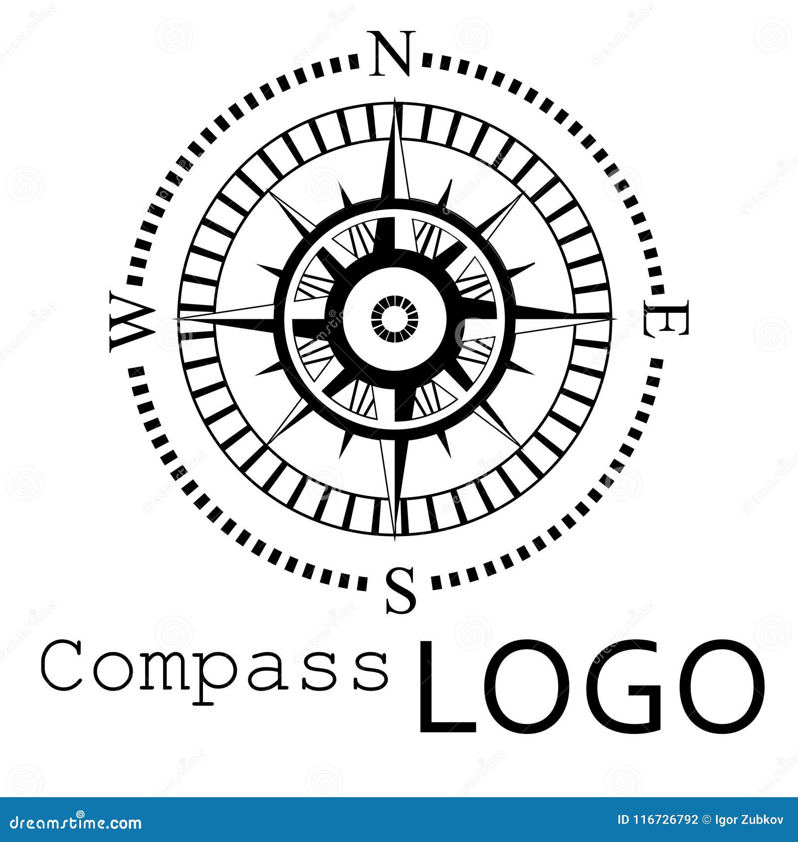 Black and White Compass Logo. Vector Icon. Rose of Wind Stock Vector ...