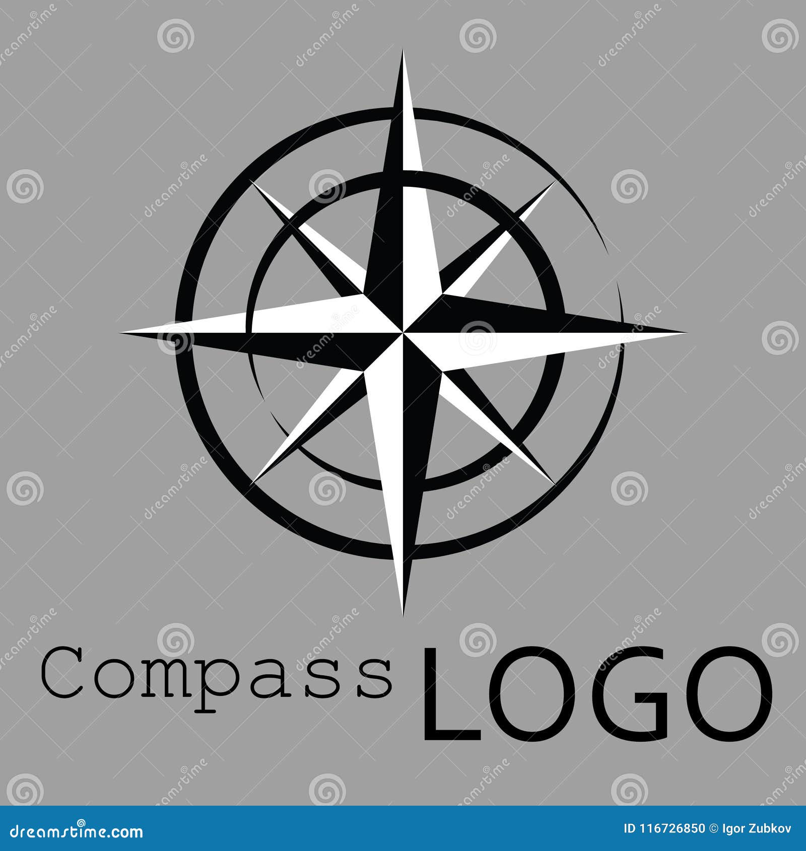 Black and White Compass Logo. Vector Icon. Rose of Wind Stock Vector ...