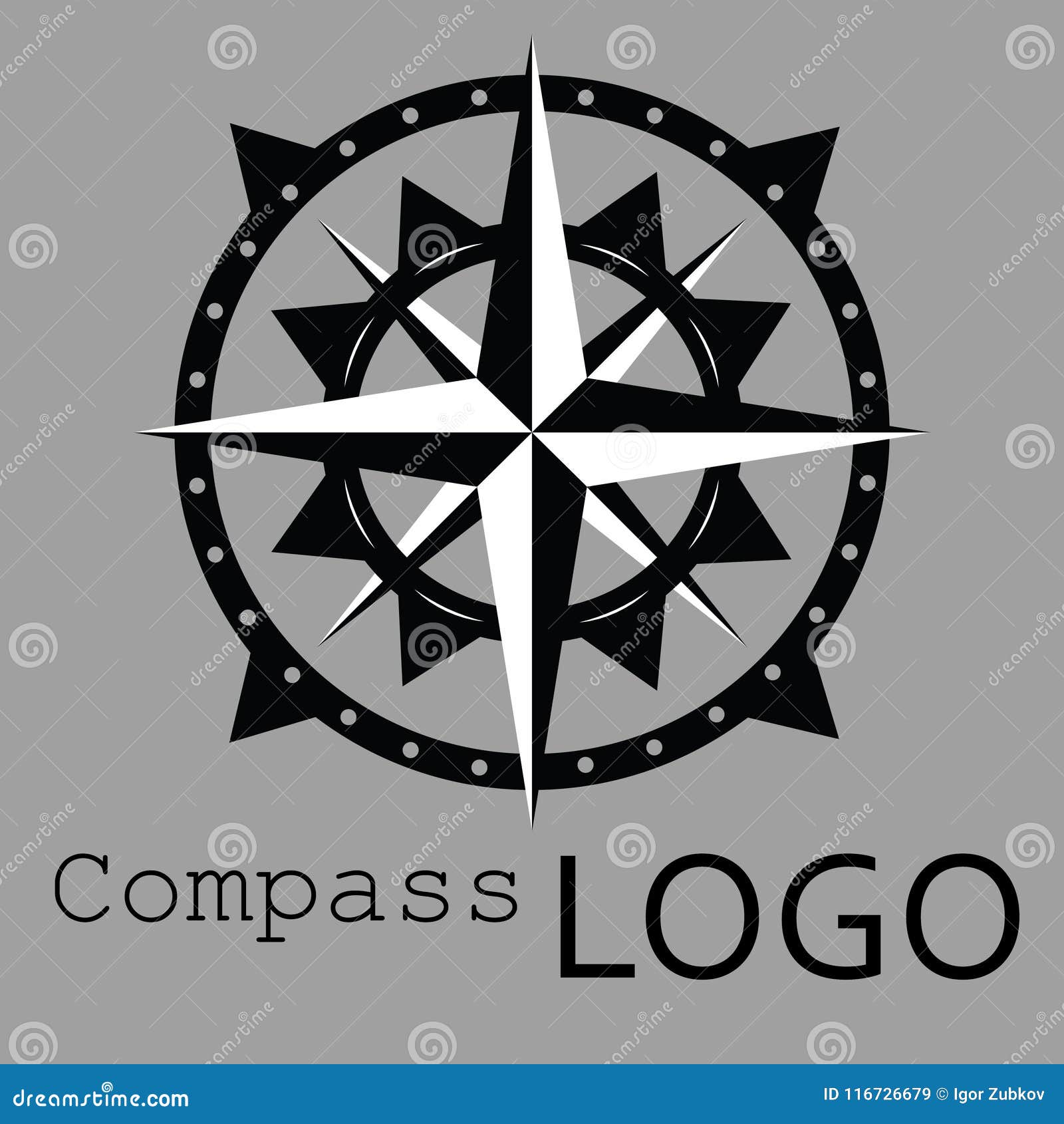 Black and White Compass Logo. Vector Icon. Rose of Wind Stock Vector ...