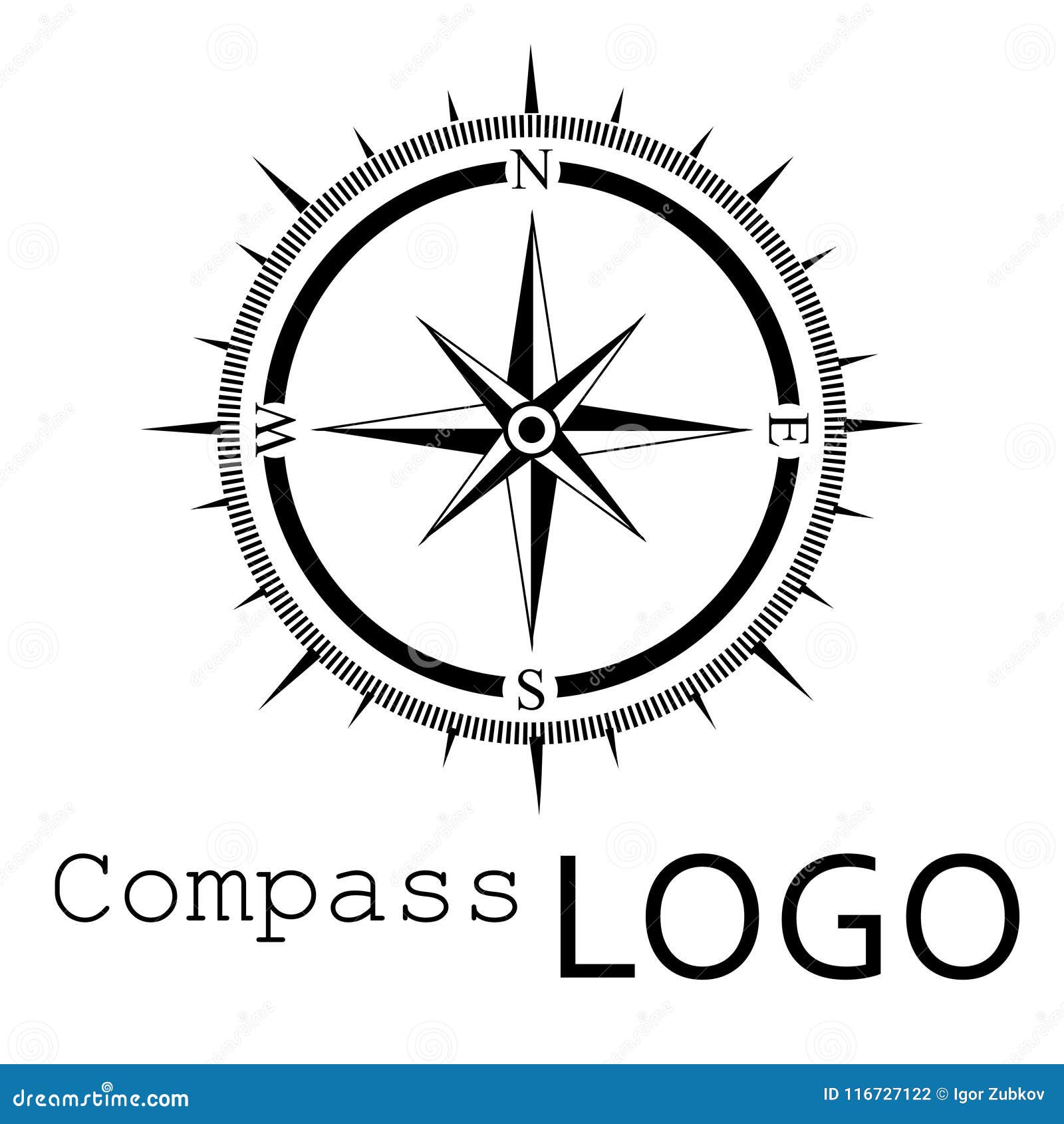 Black and White Compass Logo. Vector Icon. Rose of Wind Stock Vector ...