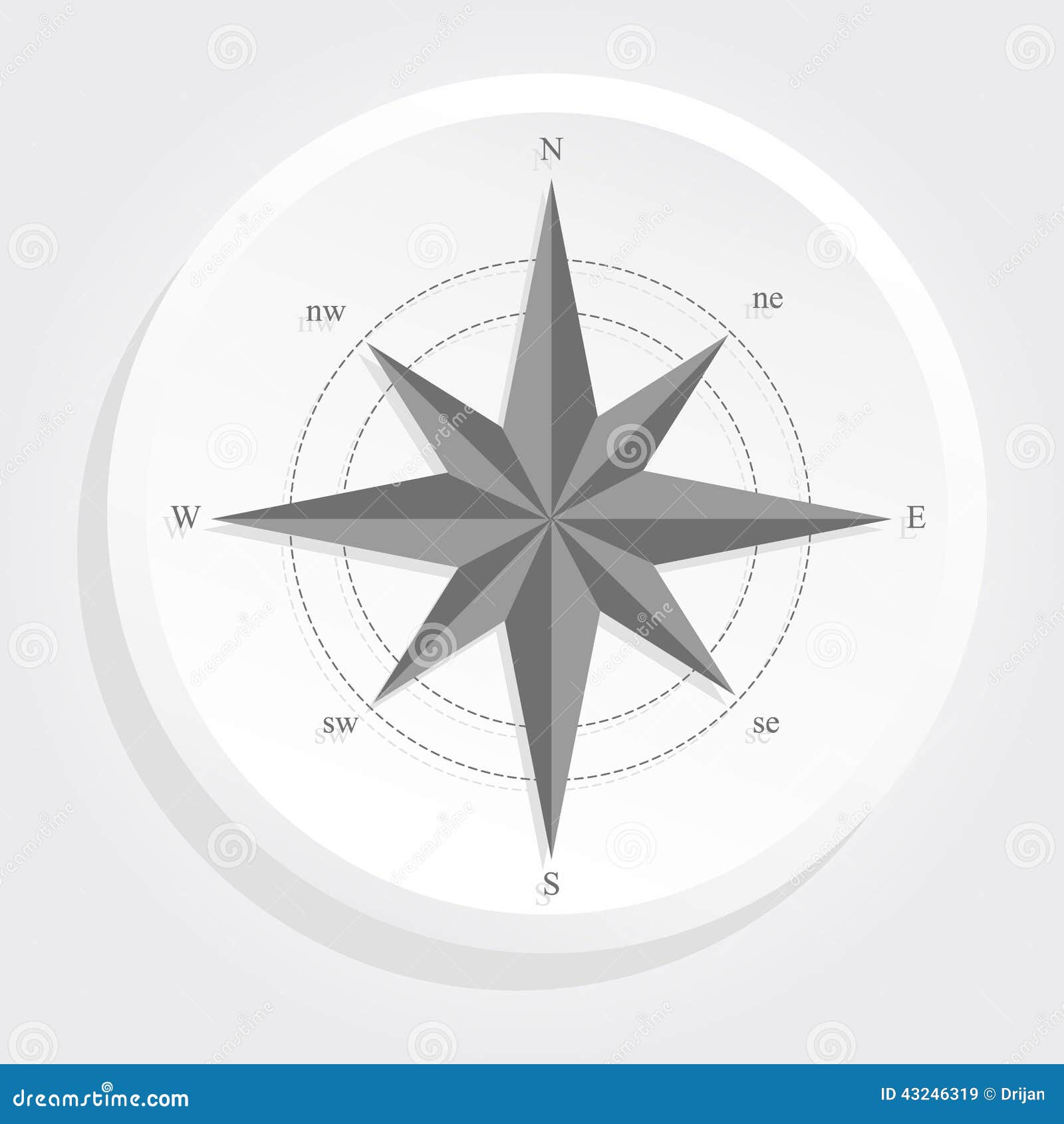 Black and White Compass on a White Circle Stock Vector - Illustration ...