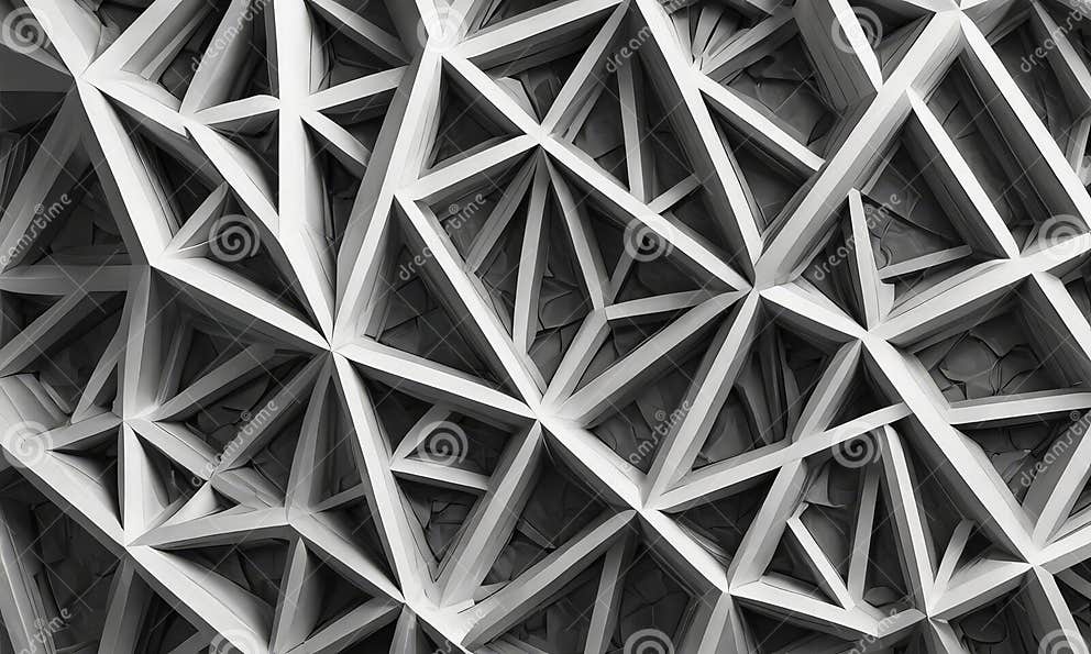 Black and White Complex Geometric Pattern Composed Numerous Triangular ...