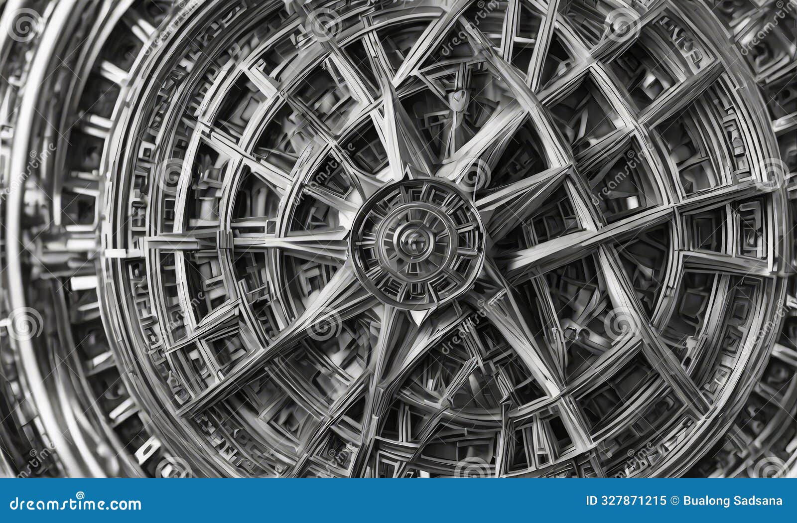 Black and White Complex Metal Structure with Circular Pattern ...