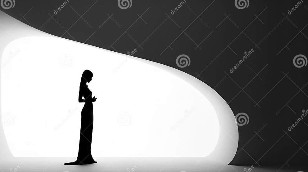 Black And White Composition With Female Silhouette Light And Shadow Play Beauty Of Woman S