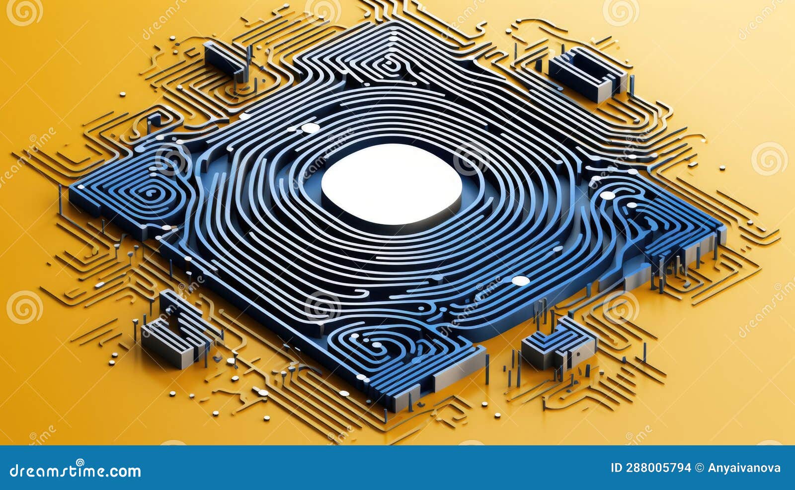 A Black and White Computer Chip with Fingerprint Labytinth Pattern on ...