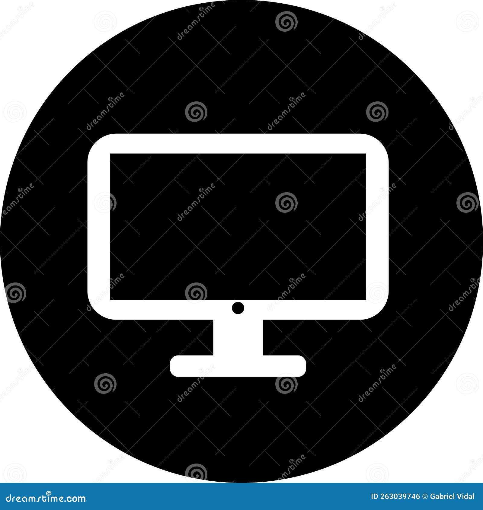 Black and White Computer Icon, Icon with Computer Monitor Stock Vector ...