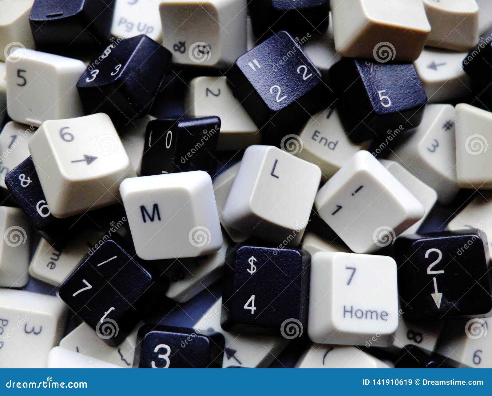 Black and White Computer Keyboard Keys, Mostly Numeric with ML Machine ...