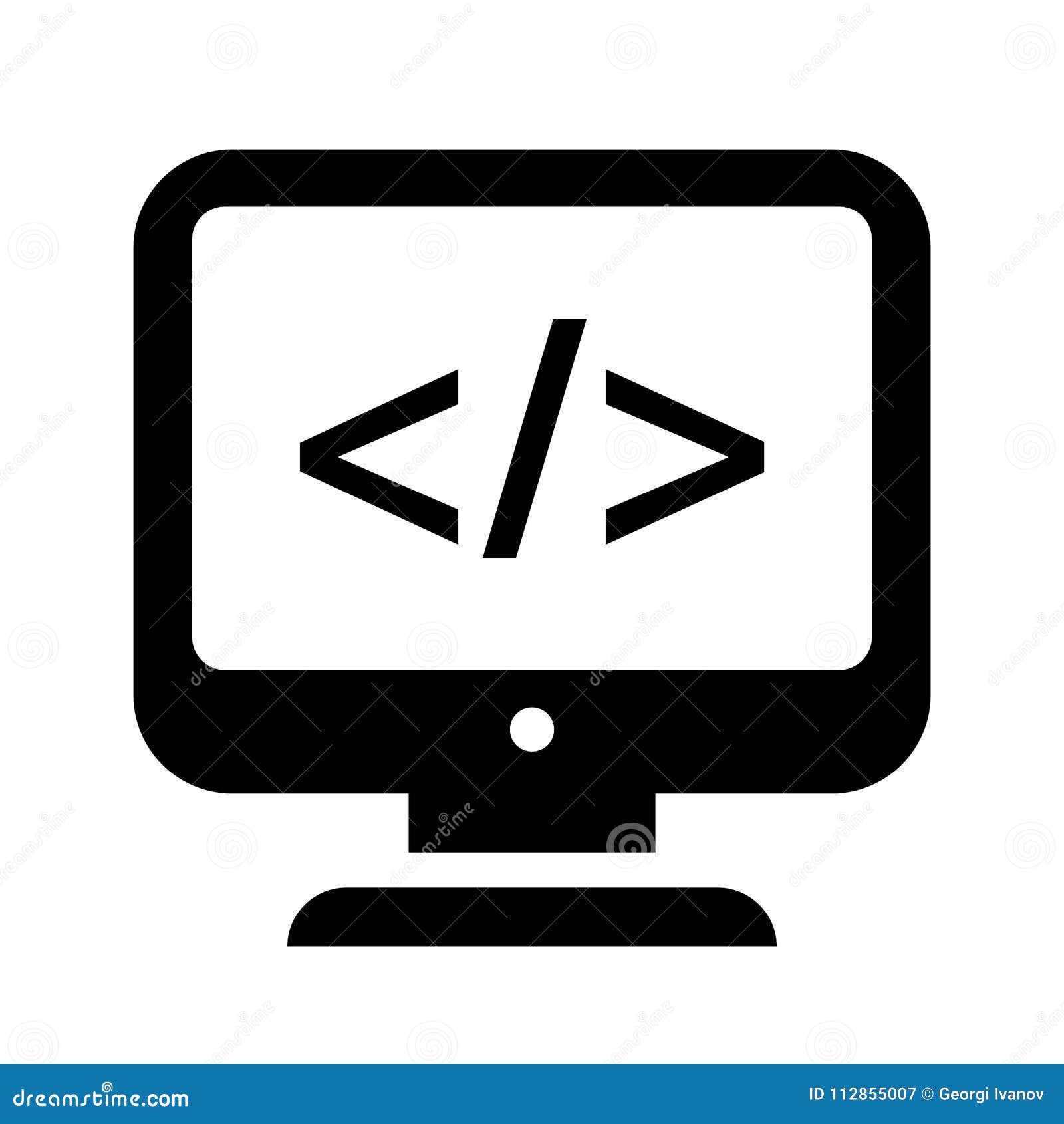 Black and White Computer Programming Icon. Simple Design. Isolated on ...