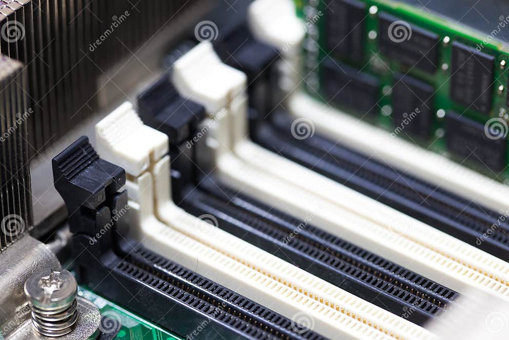 Black and White Computer RAM Slot Stock Photo - Image of board ...