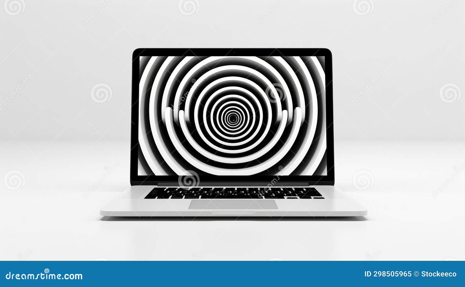 Hypnotic Spiral Design: Black and White Laptop with Surrealistic Vibes ...