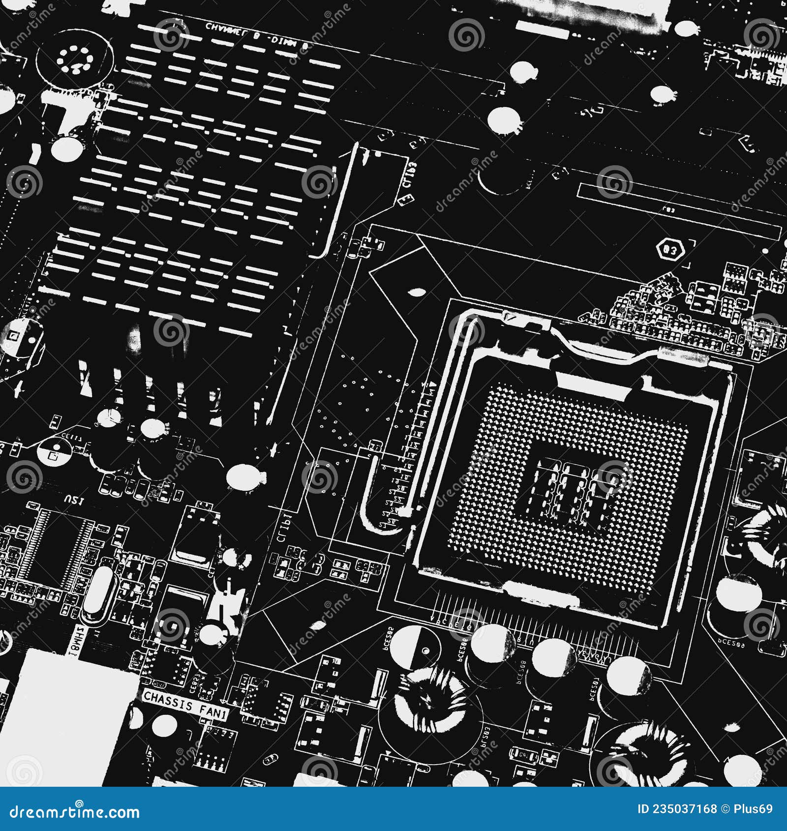 Black and White Concept of Motherboard with Socket for a Central Stock ...