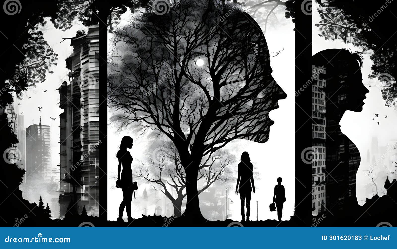 A Black and White Conceptual Abstracted Human Forms Technology ...