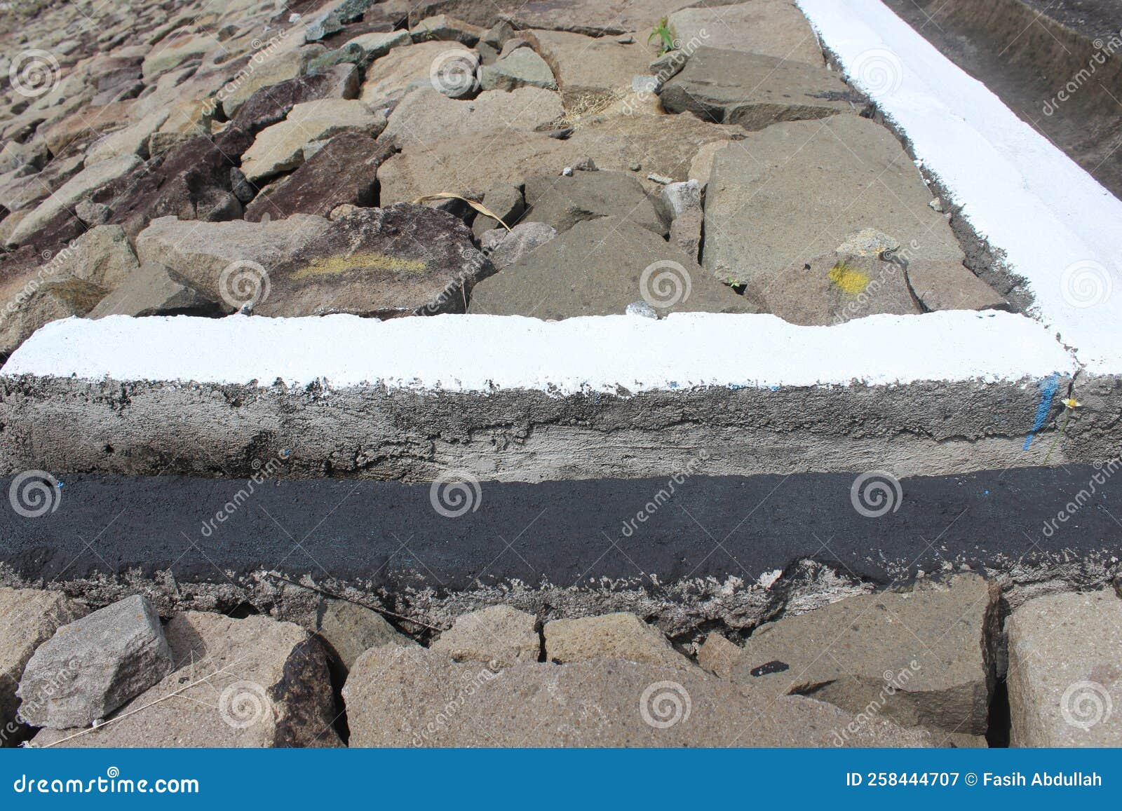 Black and White Concrete Construction on the Edge of the Small Drainage ...
